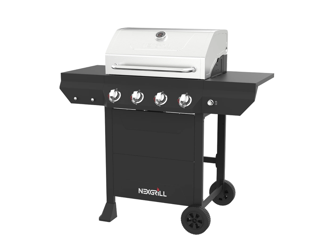 Black 4-Burner Prop.Gas Grill with Stainless Steel Main Lid | Nexgrill