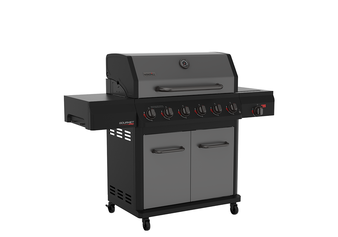 Gourmet Pro 6-Burner Graphite Dual Fuel Gas Grill with Searing Side Bu